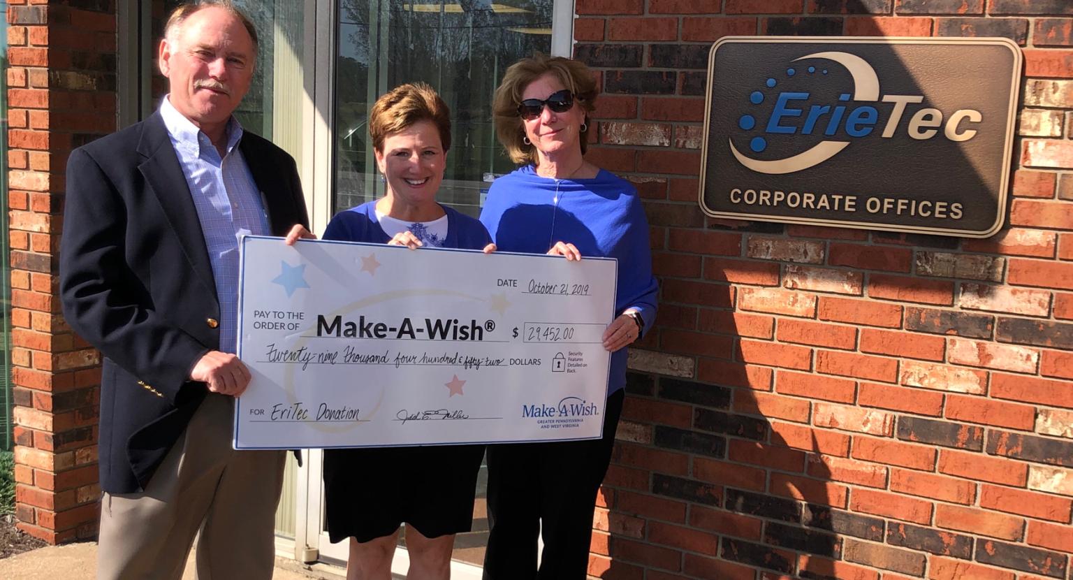 ErieTec Donates $29,452 to Local Make-a-Wish Chapter - ErieTec Inc